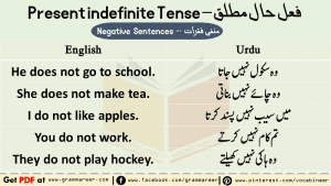 Present Indefinite Tense in Urdu with Examples PDF - Grammareer