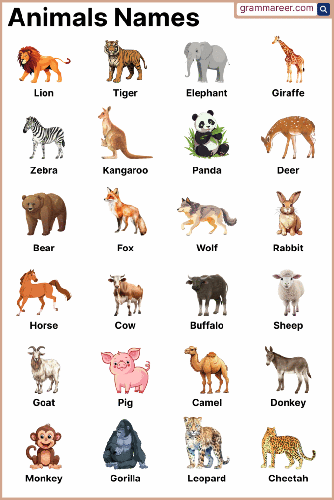 Animal Names in English with Pictures: Complete List - Grammareer