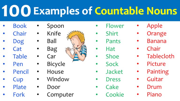 100 Examples of Countable Nouns in English - Grammareer