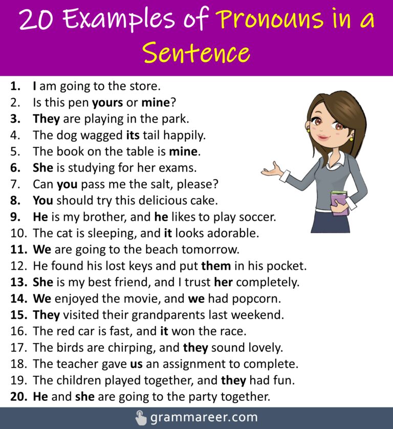 20 Examples of Pronouns in a Sentence - Grammareer