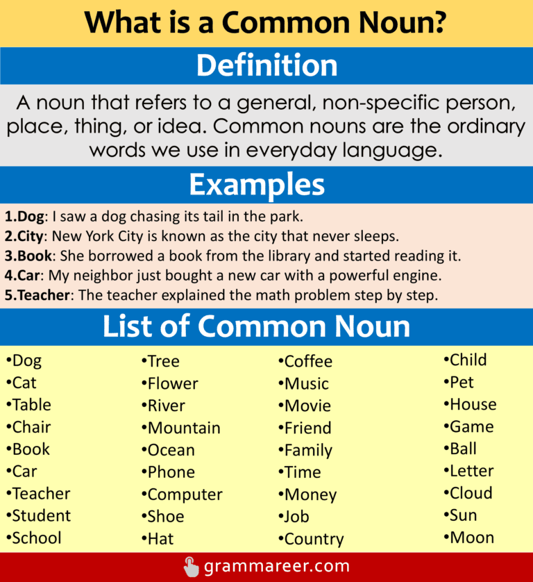 Common Noun in English with Examples - Grammareer