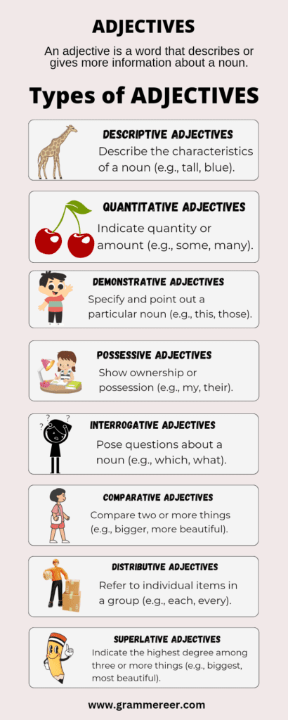 Types of Adjectives with Examples in English - Grammareer