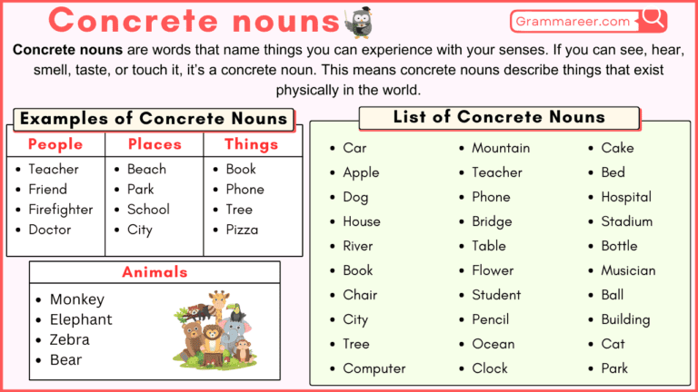 Concrete Nouns: Definition and Examples - Grammareer