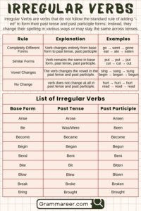 Regular and Irregular Verbs in English with Examples - Grammareer
