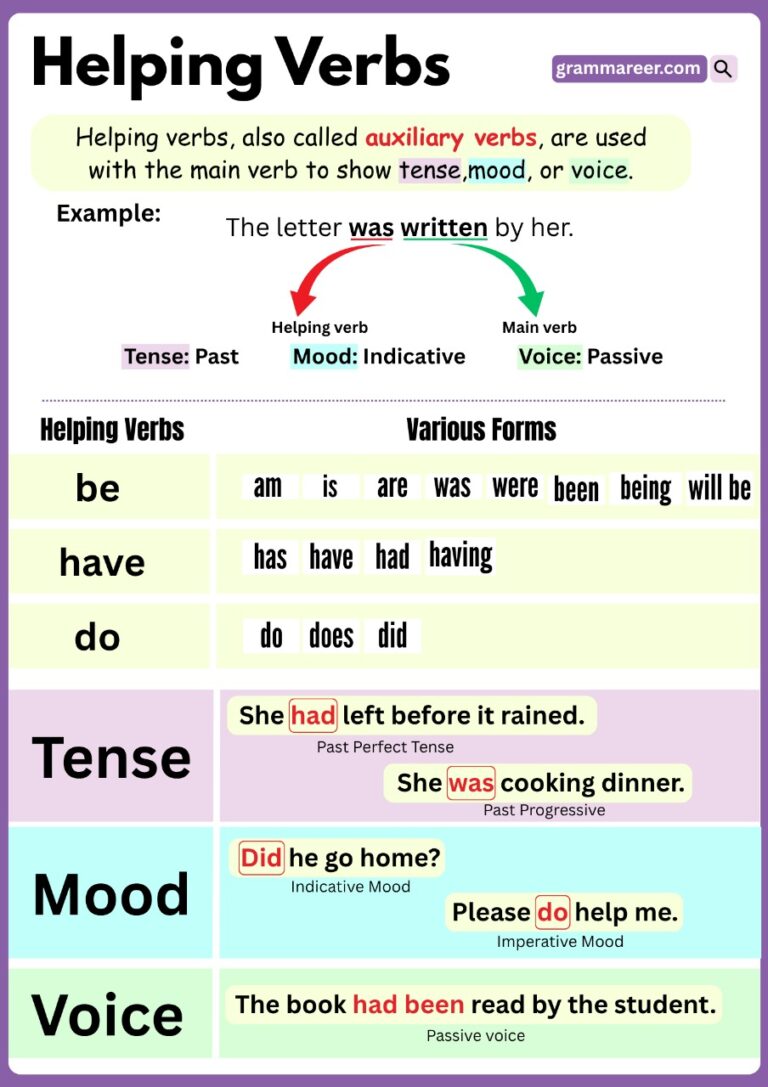 Helping Verb: Definition, Types and Explanation with Examples