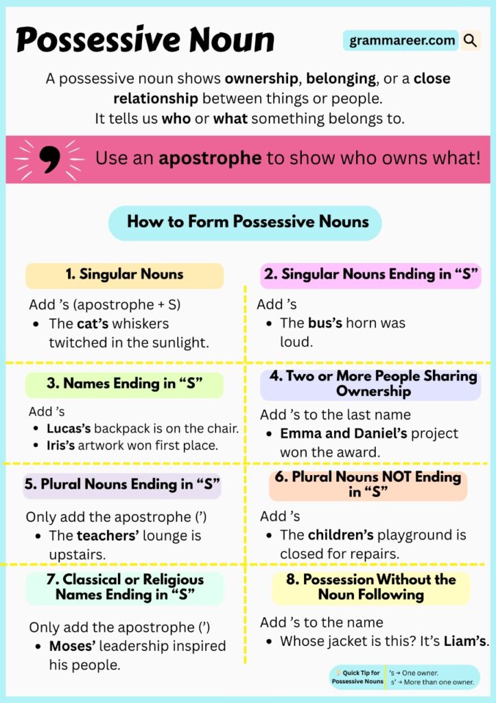 Possessive Noun: Definition, Types, Usages and Examples