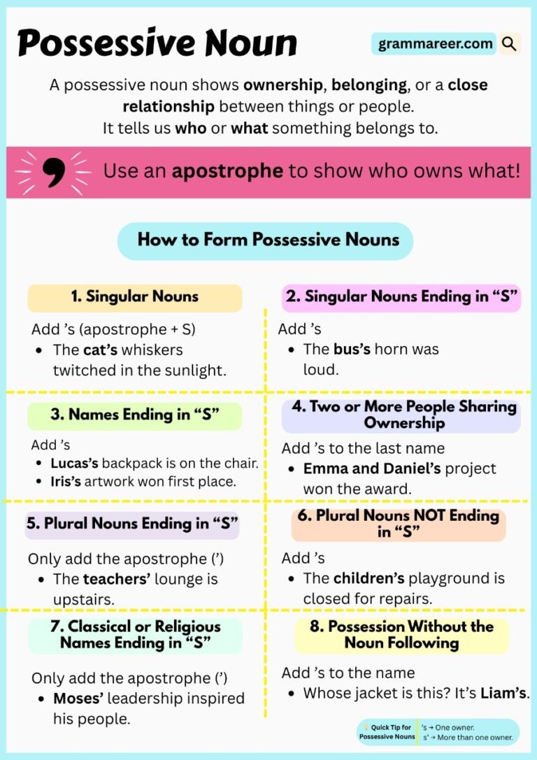 Possessive Noun: Definition, Types, Usages and Examples
