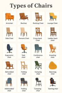 Types of Chairs: 30 Names of Chairs with Pictures and Uses - Grammareer