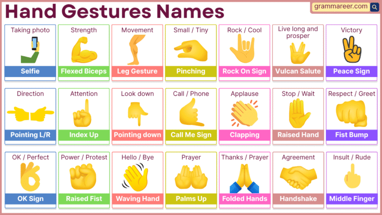50 Hand Gestures Meanings with Uses in English with Pictures - Grammareer