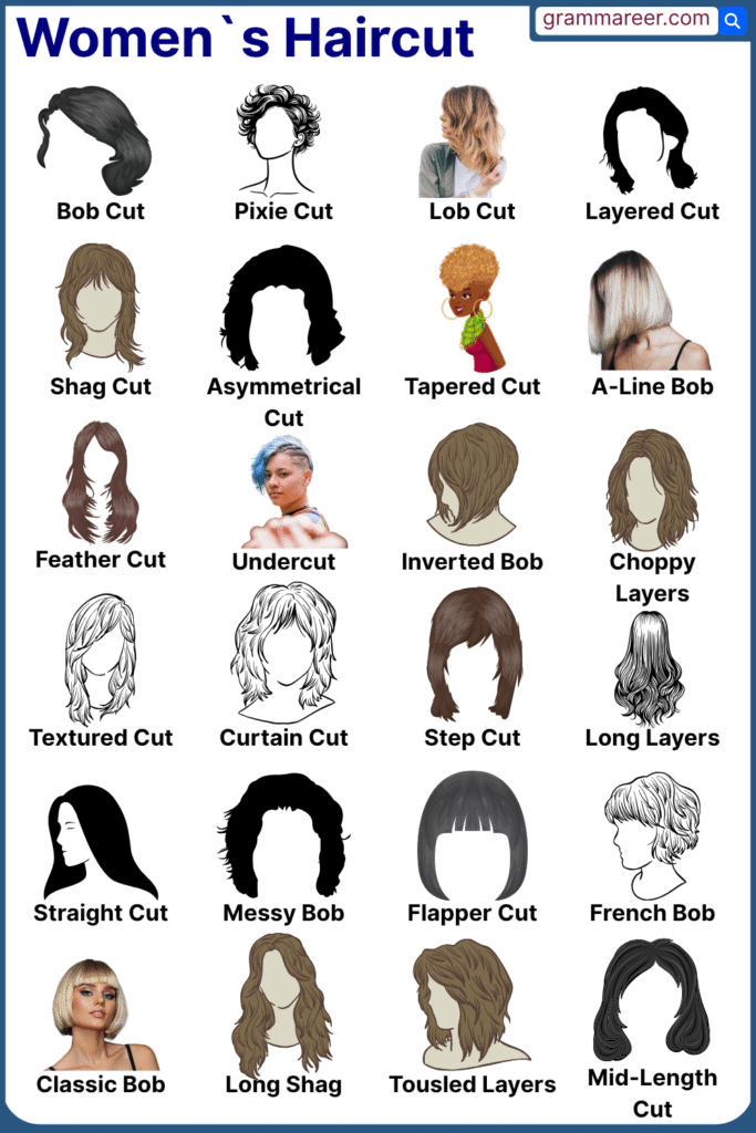 Women Haircuts Names in English With Pictures - Grammareer