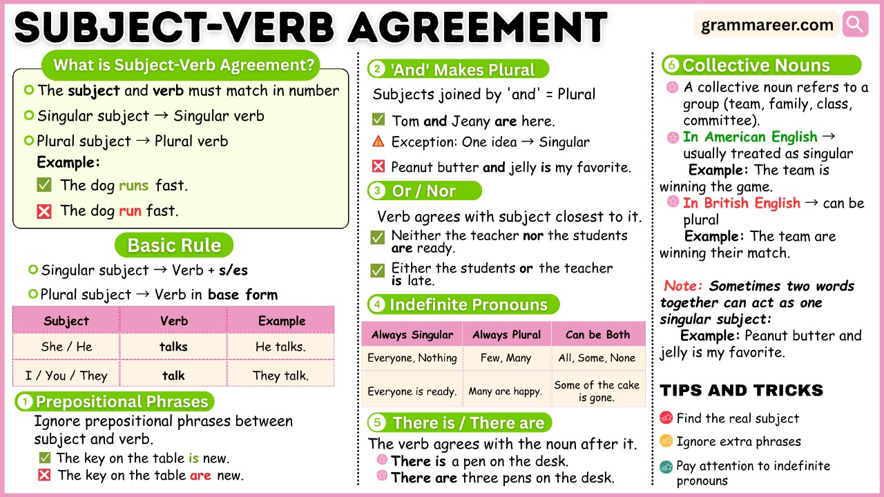 Subject-Verb Agreement: Definition, Rules, and Examples - Grammareer