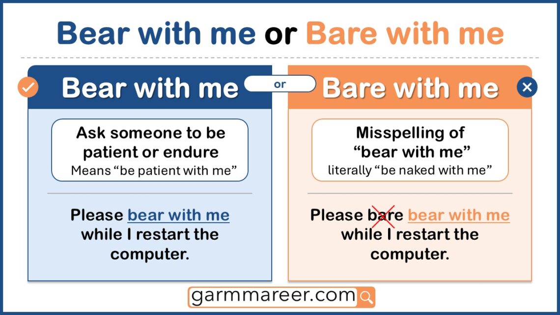 Bear With Me or Bare With Me: Meaning and Examples - Grammareer