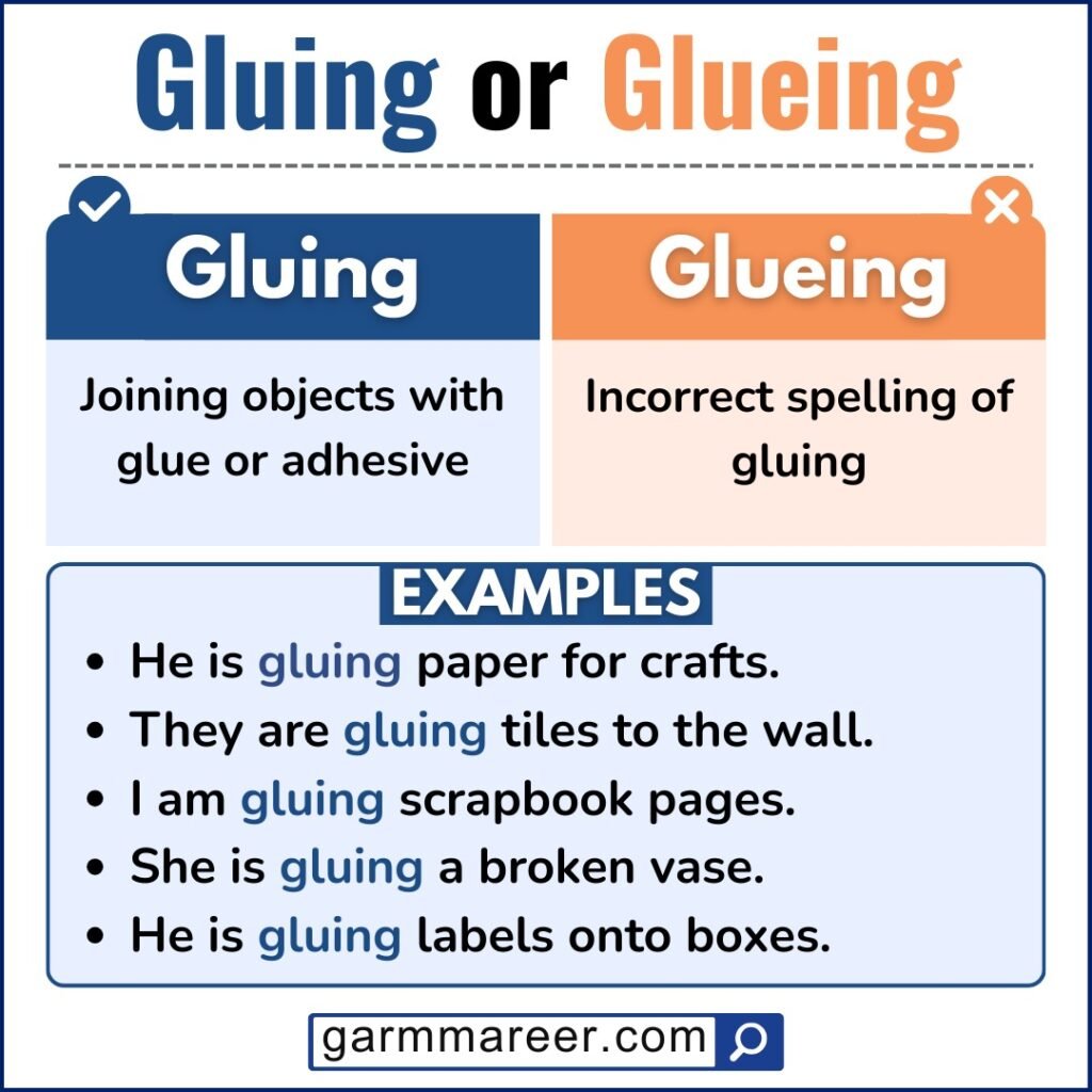 Gluing or Glueing: Which Spelling Is Correct? - Grammareer