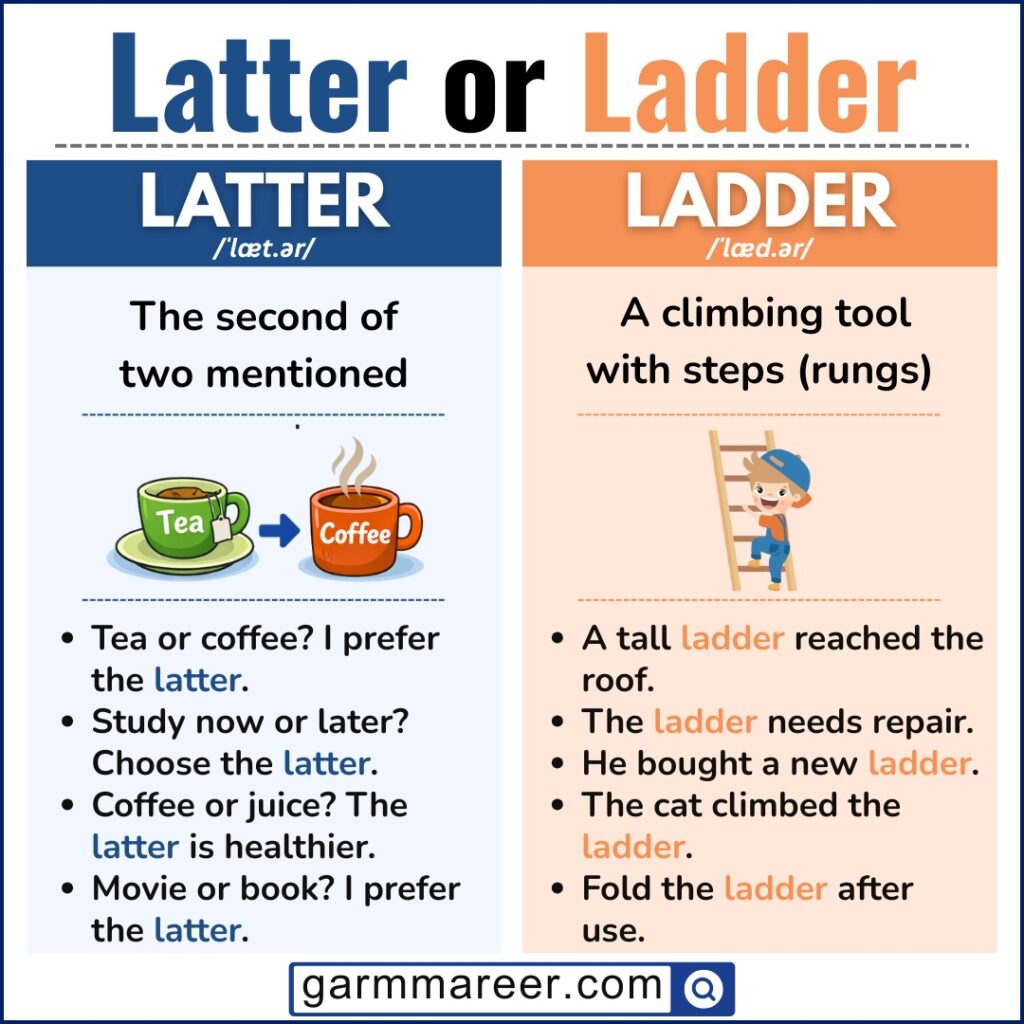 Latter or Ladder: Meaning, Difference & Examples - Grammareer