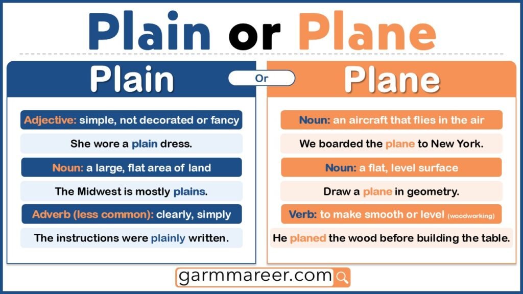 Plain or Plane: Difference, Definition, and Examples - Grammareer