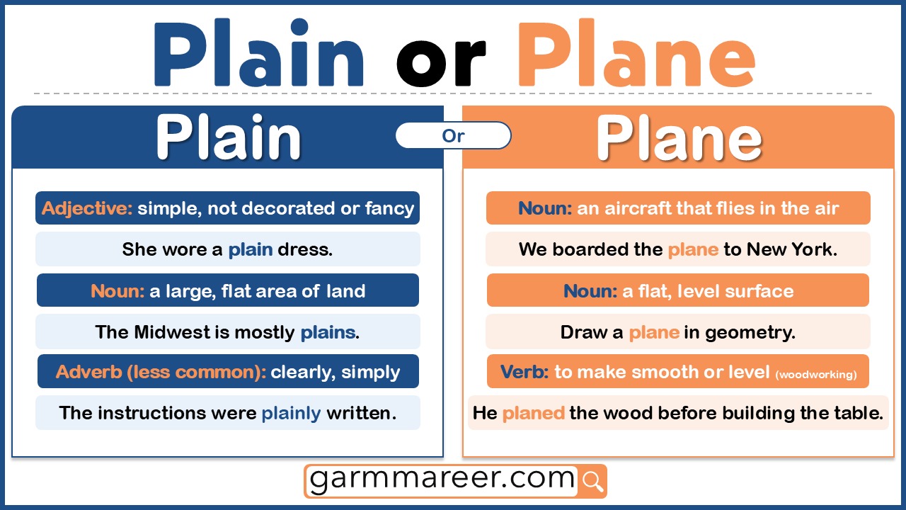 Plain or Plane: Difference, Definition, and Examples - Grammareer